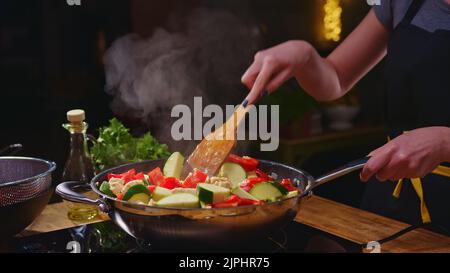 vegetable, cooking, preparation, searing, vegetables, to cook ...