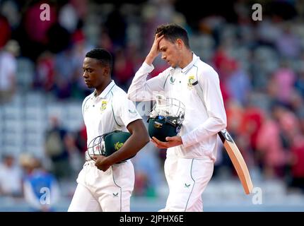 South Africa's Marco Jansen (right) celebrates the wicket of Australia ...