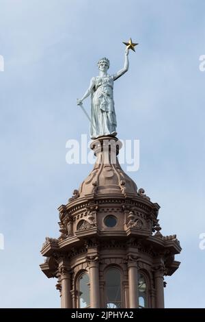 The replica of the original 1888 Goddess of Liberty stands atop the ...