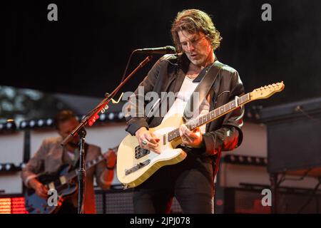 Tyler Burkum of NEEDTOBREATHE performs at Shoreline Amphitheatre on ...