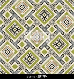 Forest green decorative damask seamless pattern. Geometric kaleidoscope ...