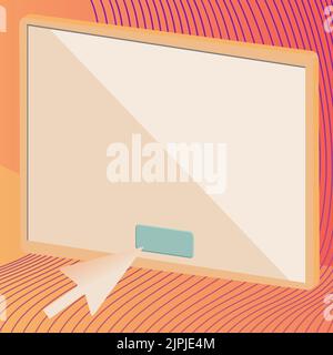 Arrow Pointing On Main Button Of A Portable Device. Blank Screen Tablet ...