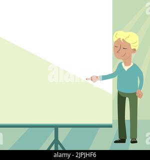 Businessman Pointing Finger Empty Drawboard Representing Planning ...