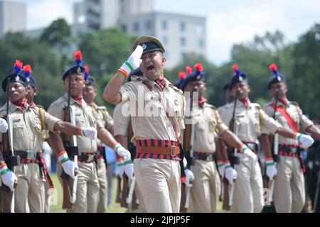 Soldiers of different platoons at the 76th Independence Day parade and ...
