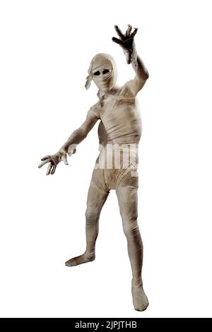 Mummy standing with claw hands isolated over white background Stock ...