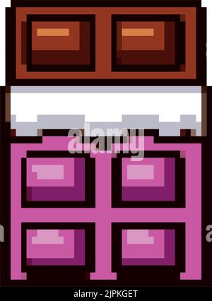 8 bit pixel chocolate bar. Food logo item for game assets in vector ...