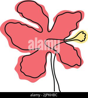 Hibiscus flower one line drawing in minimalist style isolated on white ...