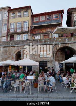 Close up of the Ribeira aka riverside district with colourful ...