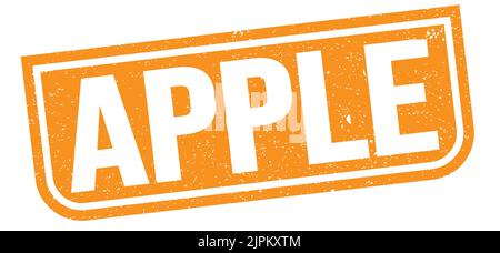APPLE text written on orange rectangle stamp sign Stock Photo - Alamy