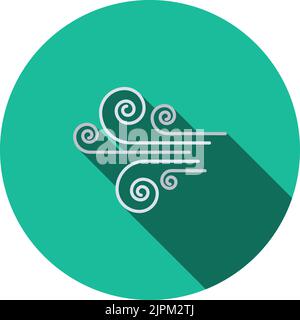Wind Icon. Flat Circle Stencil Design With Long Shadow. Vector ...