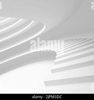 White Architecture Circular Background. Abstract Building Design. 3d Modern Architecture Render ...