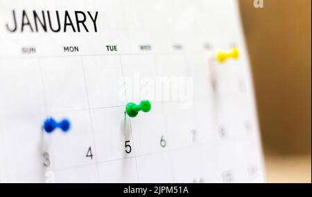 Calendar and scheduled appointments with pins Stock Photo - Alamy