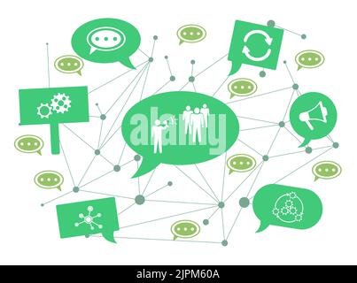 Concept of teaching with icons on speech bubbles Stock Photo - Alamy