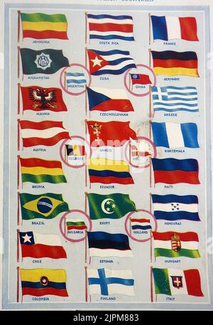 An early coloured identification chart showing flags of the British ...