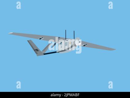 illustration of cartoon military drone with Ukrainian trident symbol ...