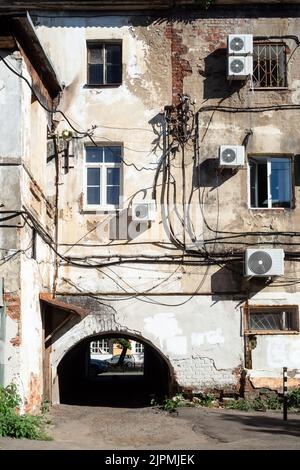 View on old shabby residential buildings in Havana city slums Stock ...