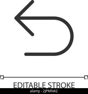 Undo action icon line isolated on white background. Black flat thin ...