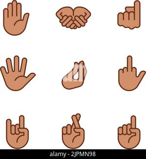Gestures communication pixel perfect RGB color icons set Stock Vector ...