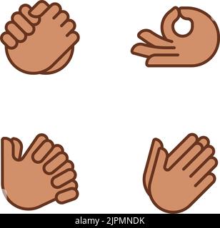 Gestures expression pixel perfect RGB color icons set Stock Vector ...