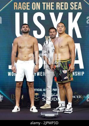 Boxing promotor Eddie Hearn (centre) with Jack Catterall (left) and ...