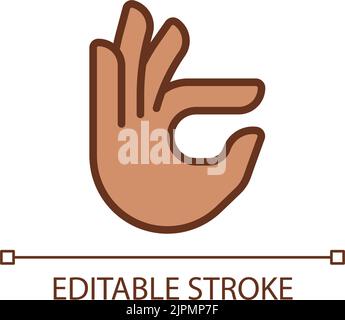 Fingers holding small item pixel perfect RGB color icon Stock Vector ...