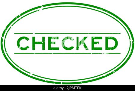 Grunge green passed word with right check mark icon square rubber seal stamp on white background ...