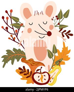 Isolated cute mouse autumn animal Vector Stock Vector Image & Art - Alamy