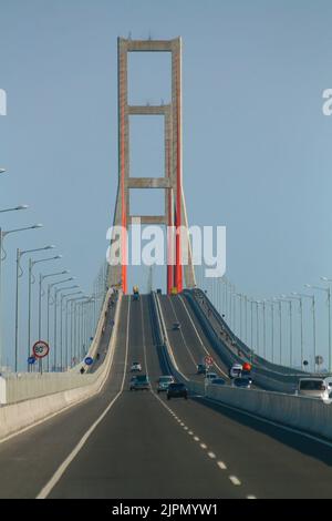 A beautiful view of the Suramadu Bridge in East Java, Indonesia Stock ...