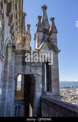 A vertical shot of the St Pierre Cathedral in Geneva, Switzerland Stock ...