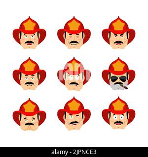 Firefighter sleeping emoji face avatar. Fireman asleep emotions Stock ...