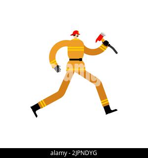 Firefighter run. Fireman running. Fire extinguishing Stock Vector Image ...