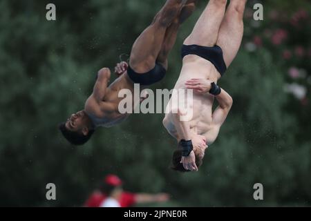 Ben Cutmore and Kyle Kothari of Britain compete during diving Men's ...