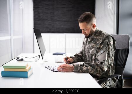 Military Student Education. Army Soldier Veteran In College Stock Photo ...