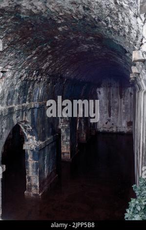 Ancient Roman cisterns at the ancient city of Aptera, in Chania region ...