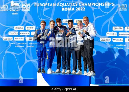 Ben Cutmore and Kyle Kothari of Britain compete during diving Men's ...