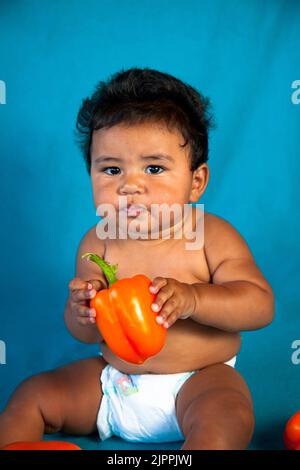 Healthy Native American baby, from the Santa Clara Pueblo in New Mexico ...