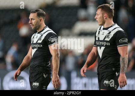 Dejected Luke Gale #7 and Jordan Lane #13 of Hull FC after the final ...