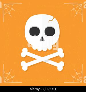 An editable vector logo of a scary skull on a black background Stock ...