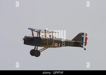 A replica Royal Aircraft Factory S.E.5 WW1 fighter aeroplane in flight ...