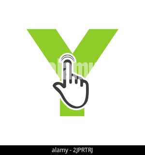 Letter P Finger Click Logo Vector Template Concept For Technology ...