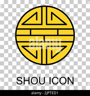 Traditional shou icon, spiritual isolated shu flat symbol, asian vector ...