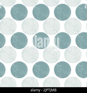 Planet earth engraved seamless pattern. Vintage sphere of world in hand ...