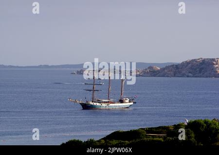 Veteran sailboat Atlantis anchoring in Porto Rafael Bay, Palau ...