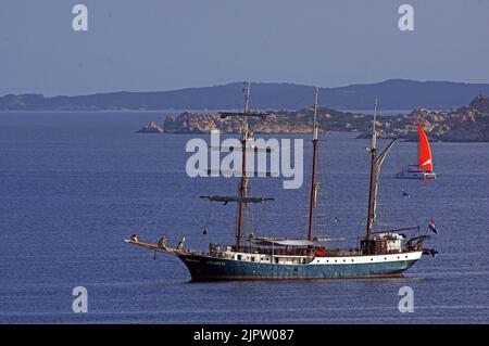 Veteran sailboat Atlantis anchoring in Porto Rafael Bay, Palau ...