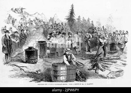 United States. 19th century. Preparing the execution by hanging of the ...