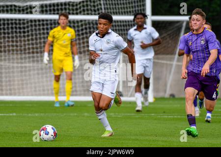 Swansea, Wales. 20 August 2022. Kyrell Wilson of Swansea City Under 18s ...
