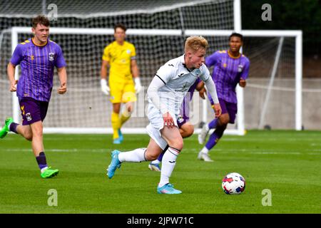 Swansea, Wales. 20 August 2022. Kyrell Wilson of Swansea City Under 18s ...