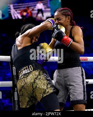 Ramla Ali (left) in action against Crystal Garcia Nova during their ...