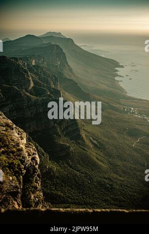 An aerial view of Table Mountain facing the ocean Stock Photo - Alamy