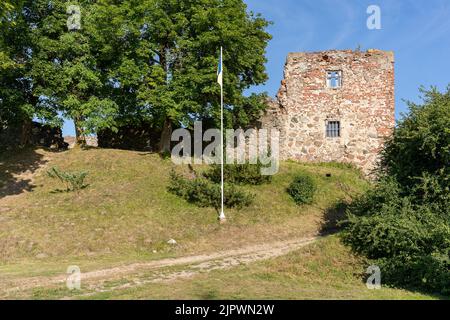 Medieval castle ruins in Aizpute, Latvia, Aizpute castle ruins in sunny ...